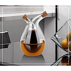 BOLLAER Kitchen Supplies Glass Olive Oil Bottle Cruet (Water droplets), 2 in 1 Kitchen Supplies Glass Oil and Vinegar Bottles of Soy Sauce Vinegar Bottle