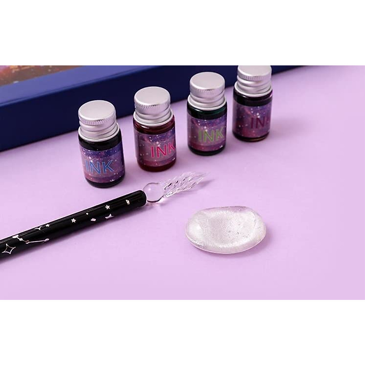 Glass Calligraphy Set With Journal - Dip Pen Set with Ink, Cute Journal & Pen Holder