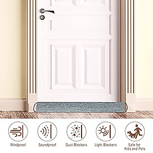 fowong Door Draft Stopper 36 Inch, Under Door Noise Blocker Cold Weather Door Snake Draft Stopper Weighted Heavy Duty Reduce Noise Saving Energy Sound Proof Under Door Guard, Gray