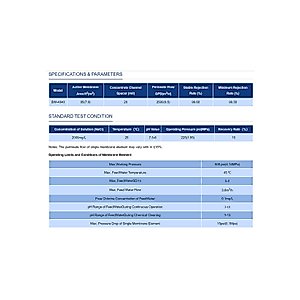 4x40 Reverse Osmosis Membrane Element for Tap or Brackish Water | High Flow 2,500 GPD at 225 psi | 99.5% Rejection | Replacement Commercial RO Membrane