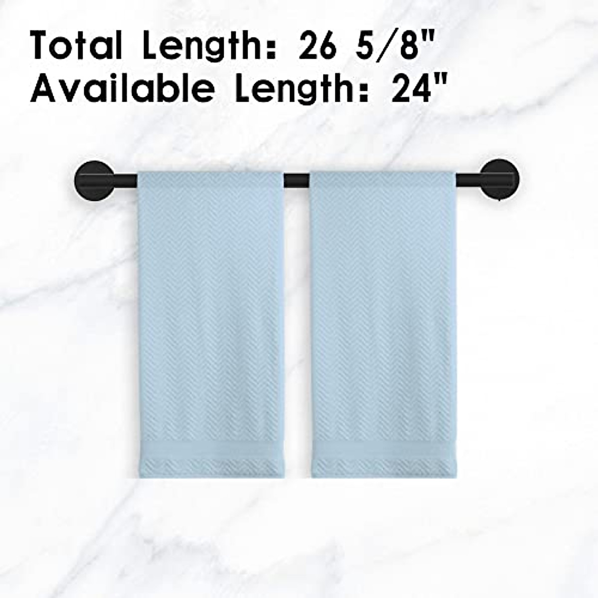 Newfun 24 Inch Matte Black Bathroom Towel Bar,2Pcs Towel Racks for Bathroom Rod Classic SUS304 Stainless Steel Bathroom Towel Holder Wall Mounted