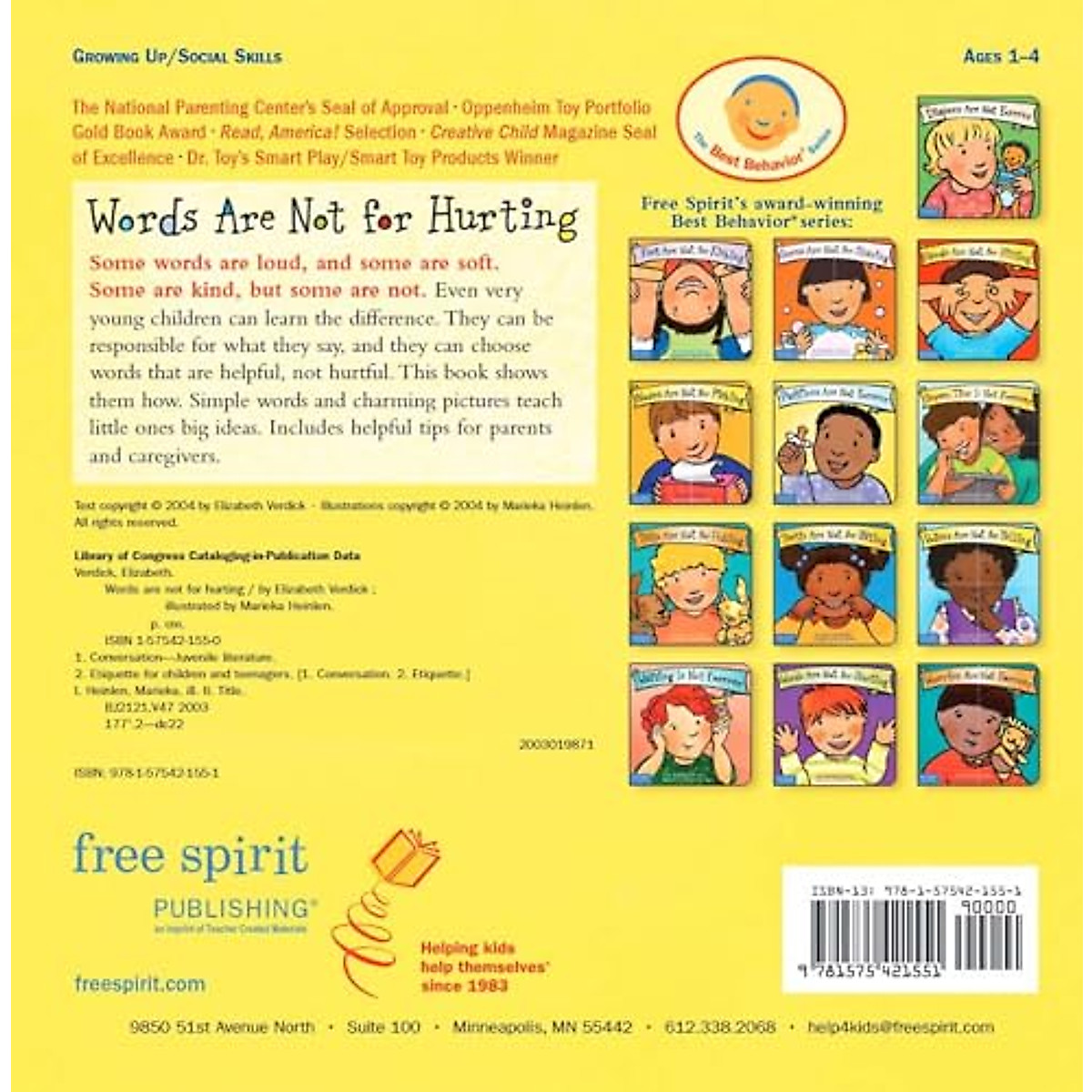 Words Are Not for Hurting (Board Book) (Best Behavior Series)