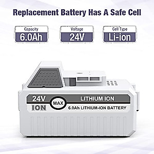 C D H 6000mAh 24VBAT-LTE Replacement Lithium-iON Battery for Snow Joe+Sun Joe 24V Battery Series 24BAT-LTX/LTW/LTE/LT/XR Pro