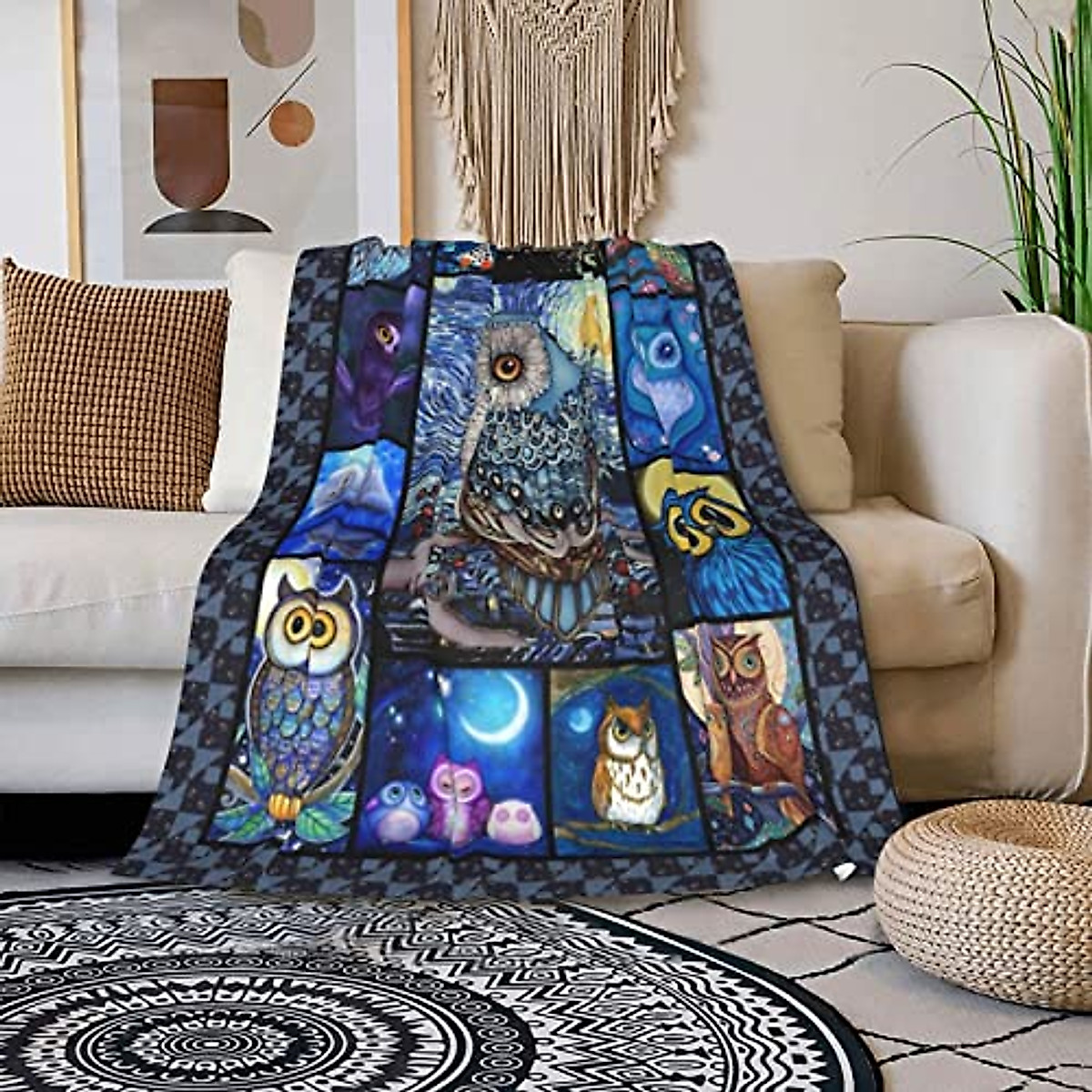 Owl Gifts for Women, Owl Blanket 50''x60'', Owl Decor, Owl Receiving Blankets Birthday Christmas Owl Lover Gifts Soft Cozy Flannel Throw Blanket for Couch Sofa All Season Owl Blankets for Girls