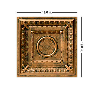 A La Maison Ceilings R47 Romanesque Wreath Foam Glue-up Ceiling Tile (21.6 sq. ft./Case), Pack of 8, Antique Bronze