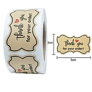 Thank You for Your Order Stickers,Thank You for Supporting My Small Business Stickers, 3 * 5cm, 250 Labels per Roll, for Holiday Present Labels Decor