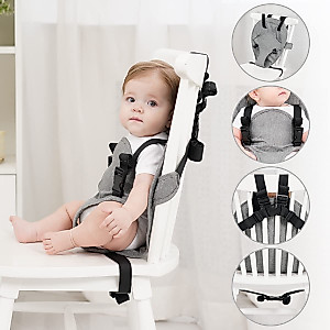 Travel Harness Seat for Baby High Chair,Safety Harness Chair Accessory for Baby Feeding, Portable Fabric Harness Toddler Chair Seat with Adjustable Straps, Baby Must Haves Travel Essential