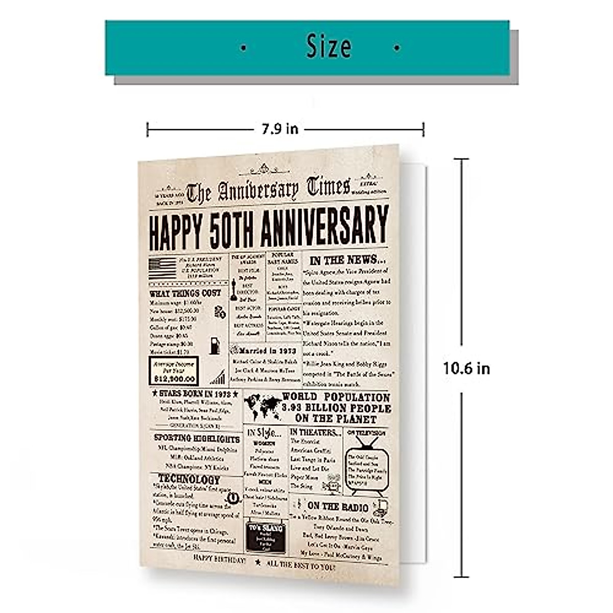 VvOoOvV Happy 50th Anniversary Cards Gifts for Mom Dad, Funny 50th Anniversary Birthday Decorations for Men Women, Large 50th Wedding Anniversary Card for Him Her