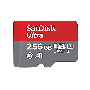 SanDisk 256GB Ultra microSDXC UHS-I Memory Card with Adapter - 120MB/s, C10, U1, Full HD, A1, Micro SD Card - SDSQUA4-256G-GN6MA