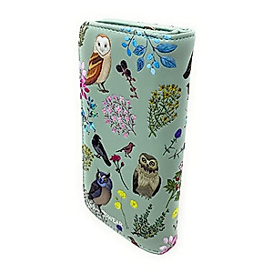 Shag Wear Large Owl Wild Bird Themed Women's Wallet Mint Green 7"