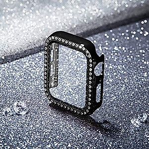 Recoppa Compatible for Apple Watch Case with Screen Protector for Apple Watch 44mm Series 6/5/4/SE, Bling Crystal Diamond Rhinestone Ultra-Thin Bumper Full Cover Protective Case for Women Girls iWatch