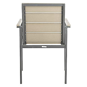 SAFAVIEH Outdoor Collection Beldan Distressed Taupe Stackable Chair (Set of 2)
