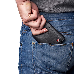 Alpine Swiss Mens Leon Trifold Wallet RFID Safe Genuine Leather Comes in a Gift Box Black