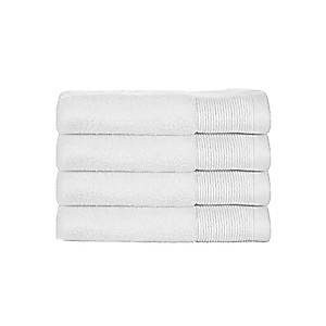 Nate Home by Nate Berkus 100% Cotton Terry 4-Piece Washcloth Set | 608 GSM, Ultra Soft, Thick, and Absorbent for Bathroom from mDesign - Set of 4, Snow (White)