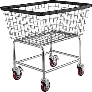 Generic Wire Laundry Cart, 2.5 Bushel Wire Laundry Basket with Wheels, 21x27x27.5 inches, Steel Frame with Chrome Finish, 4-inch Casters, Wire Basket Cart For Laundry