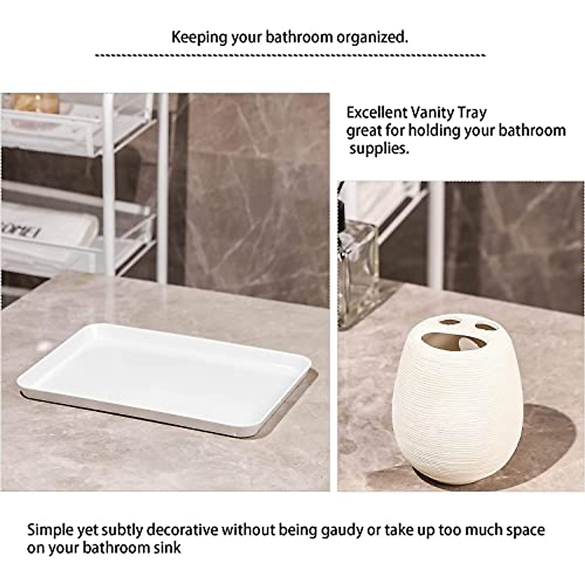 BLBYHO 6 Pieces Textured Ceramic Beige Bathroom Accessory Set, Farmhouse Bath Vanity Countertop Accessory Set, Include Soap Dispenser, Toothbrush Holder, 2 Tumbler, Soap Dish…