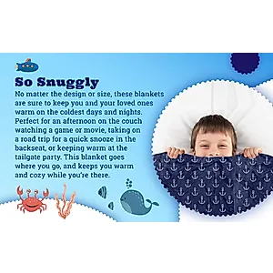 Personalized Fleece Blanket - Custom Throw Blankets for Adults Men Women Kids - Nautical Theme Navy Blue Anchor (Adult 60"x80")