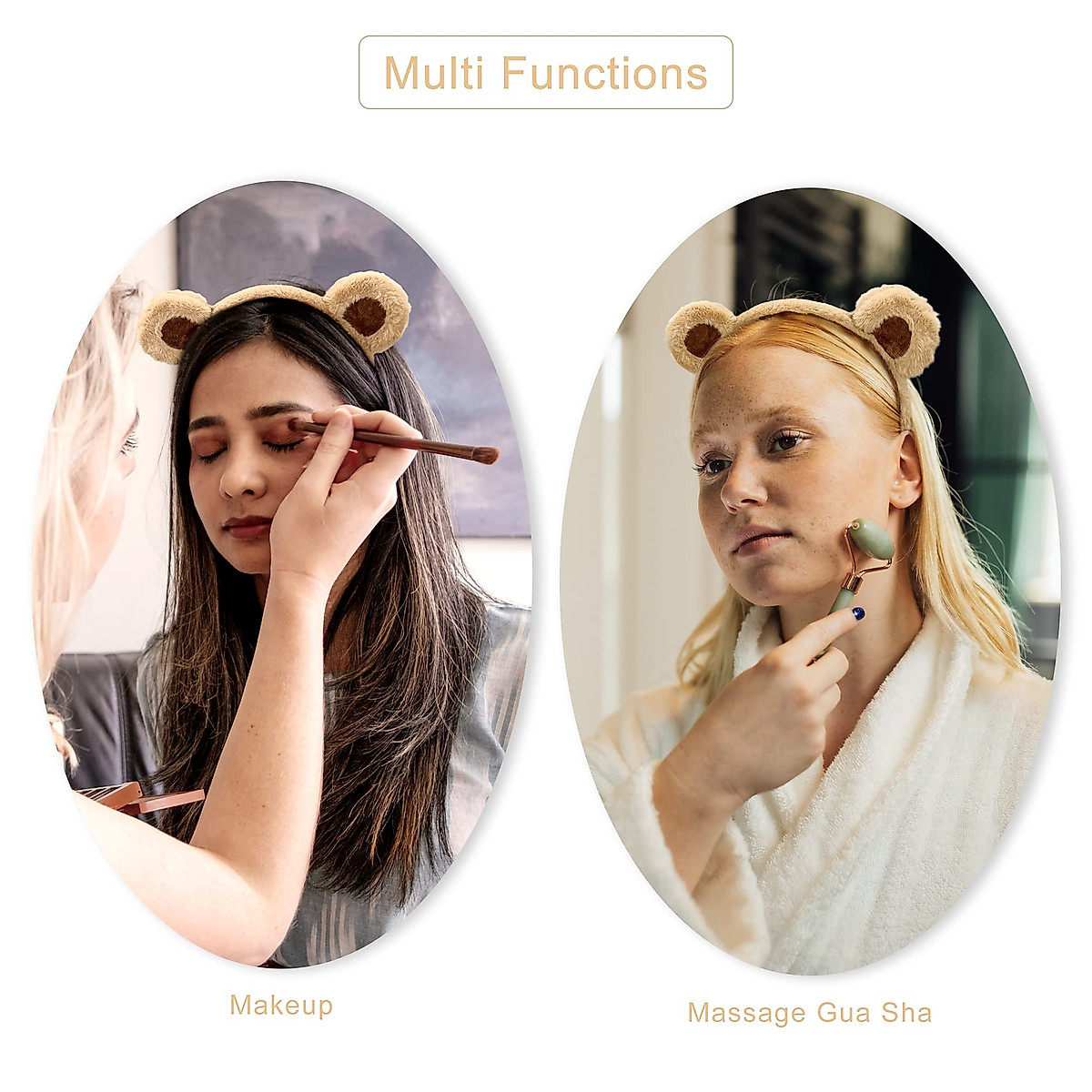 SIOTMERA Headband Bear Ears Brown, Cute Care Headband Adult with Toddler Bear Costume, Soft Makeup Headband for Washing Face Women, Fluffy Animal Hairband for Party Celebration Cosplay