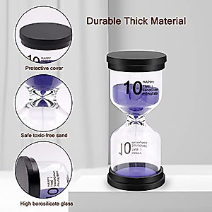 Sand Timer, Hourglass Sand Timers Colorful 1/3/5/10/15/30 Minutes Sandglass Timer with Protective Cover for Classroom Home Office Cooking (Pack of 6)