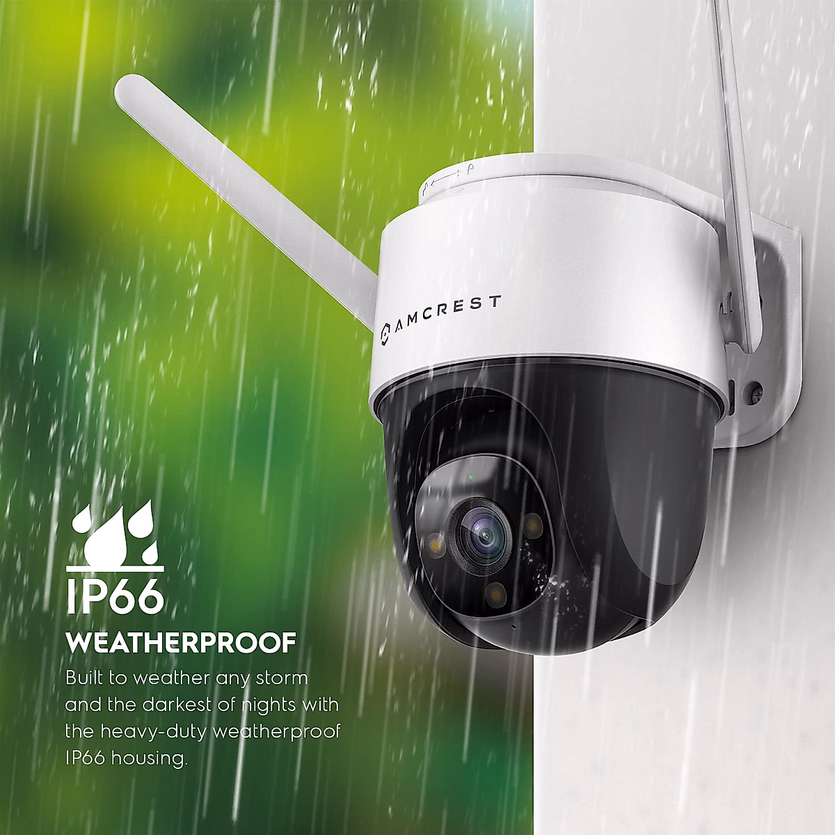 Amcrest 4MP Outdoor PT WiFi IP Camera Pan Zoom (Digital 16x) SmartHome WiFi Camera Security Speed Dome, Motorized Tilt, 98ft Nightcolor, (2.4Ghz), 107º FOV, IP66, 4MP, ASH47-W