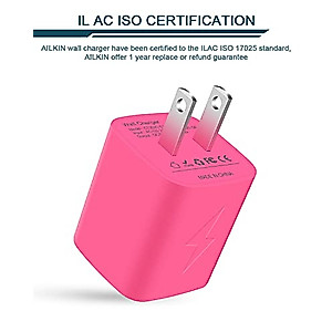 Wall Charger, AILKIN USB Plug Fast Charging Block, Power Adapter Cube 2 Port Charge Travel Brick Cell Quick Chargers Box for iPhone 15/14/13/12 Pro/SE/11Pro Max/XR, Samsung Galaxy S22 S7 S6, HTC, LG