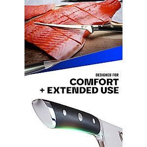 Dalstrong Fillet Knife - 7 inch Flexible Blade - Gladiator Series Elite - High Carbon German Steel - Black G10 Handle Boning Knife - w/Two Sheaths - Razor Sharp Kitchen Knife - NSF Certified