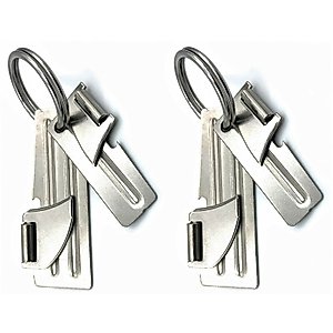 2 Sets: P-38 & P-51 US Shelby Can Openers, Made in USA with Key Rings