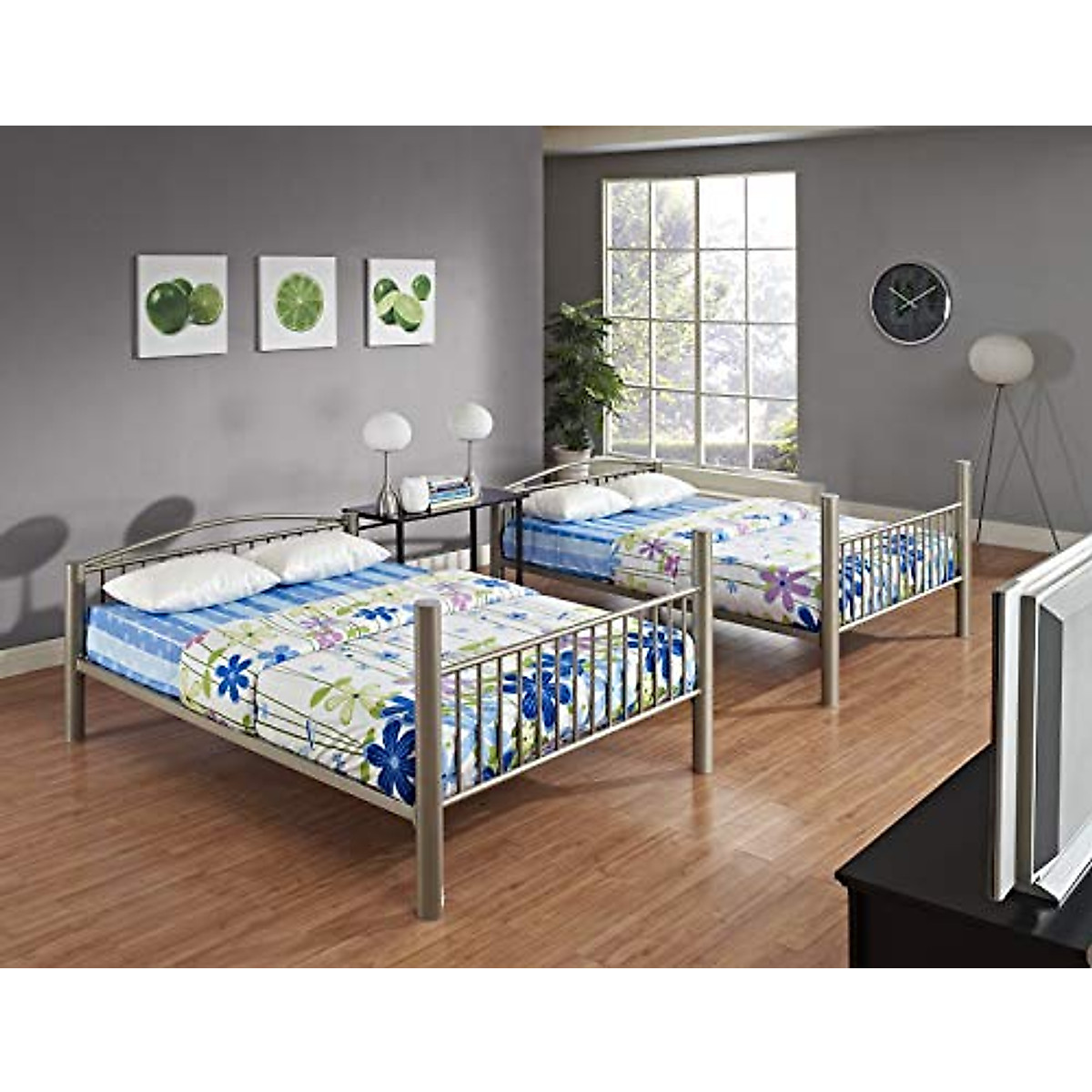 Powell Heavy Metal Bunk Bed, Full Over Full, Pewter
