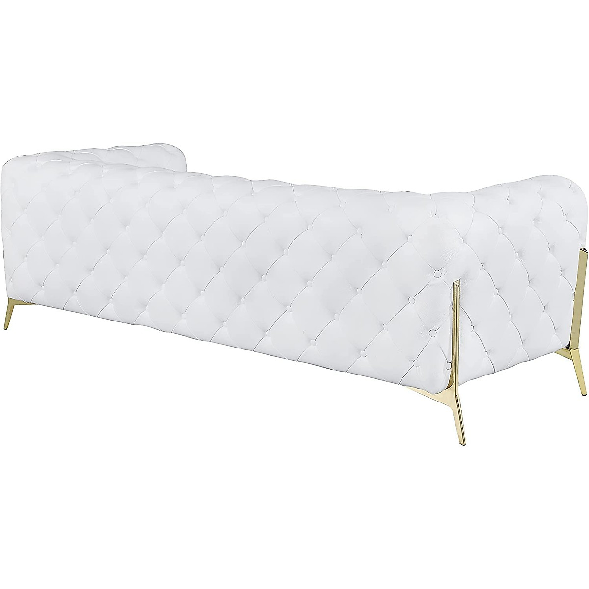 Blackjack Furniture Modena Modern Italian Leather Living Room Tufted Sofa, White