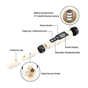 4 in 1 Portable Water Quality Monitor Test Pen 0.01-14.00pH Measuring Range PH ORP H2 Temperature Tester YY-400