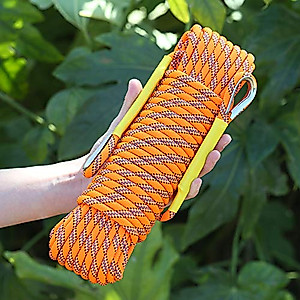 Climbing Rope, 32ft/65ft/98ft/165ft/230ft High Strength Outdoor Safety Static Rock Climbing Rope, Escape Rope, Rappelling Rope, Fire Rescue Parachute Rope (Orange 8mm, 32FT(10M))