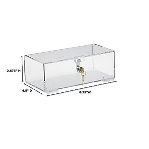 American Made Acrylic Lockable Medicine Box: Refrigerator Lockbox with Key for Safe Medication Storage, 2.75H X 8.25W X 4.5D, Clear