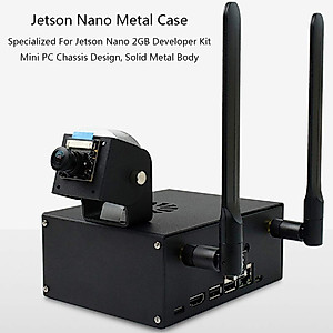 Bicool Jetson Nano Metal Case (E) /Enclosure for Jetson Nano 2GB Developer Kit with Reset and Power Buttons, Camera Holder, Compatible with Waveshare IMX219 Series Camera, Cooling Fan Fan-4010-5V