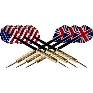 Paper Wound Dart Board – Indoor Hanging 20-Point Darts and Target Bullseye Game – Comes with Six 17g Brass Tipped Darts by Trademark Games