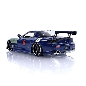 Jada Toys Naruto 1:24 1995 Mazda RX-7 Die-Cast Car & 2.75" Kakashi Hatake Figure, Blue,Green
