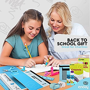 Enday Back to School Supplies for Kids, Blue School Supply Box Grades K-5, Premium Quality Kids School Supplies Kit, Kindergarten School Supplies for Girls and Boys, 71 Piece Set