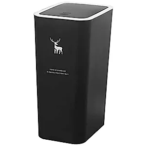 Sooyee 10 Lite Black Trash Can with Lid,Bathroom Trash Can,2.4 Gallon Plastic Trash Can,Small Trash Can for Powder Room,Bedroom,Kitchen,Craft Room,Office