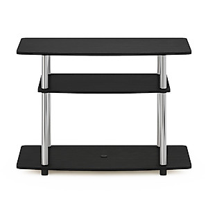 Furinno Turn-N-Tube No Tools 3-Tier Entertainment Center TV Stand for TV up to 32 Inch, Stainless Steel Tubes, Americano/Chrome