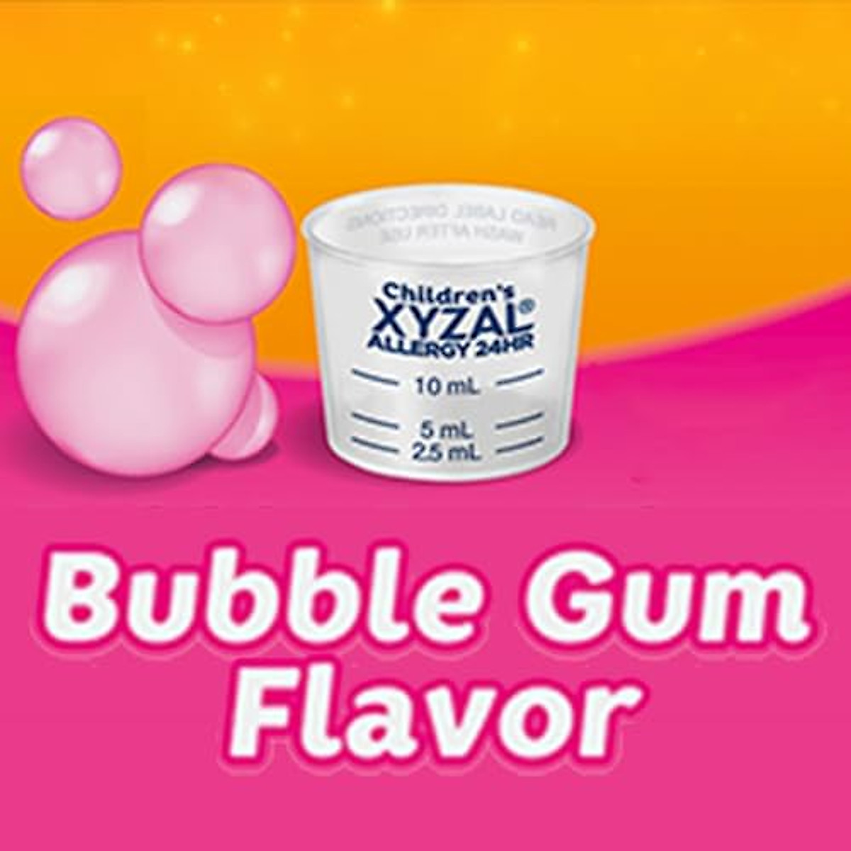 Xyzal Children's Oral Solution 24-Hour Allergy Relief for Kids, New Bubble Gum Flavor, 5 Fl. oz. (Alcohol-free, Sugar-free & Dye-free)