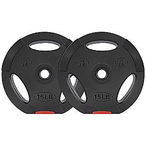 Signature Fitness 100LBS Vinyl Standard 1-Inch Plate Weight Plate for Strength Training and Weightlifting