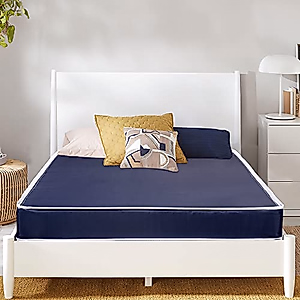 Treaton, 5-Inch Medium Firm Water Resistance Nylon Vinyl Dual Sided Mattress, Noiseless, Soft Cloud Feeling, Body Heat Reflection, Good for Hospital and Camp, Twin, Blue