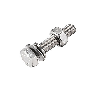 uxcell M6 x 30mm Hex Head Screws Bolts, Nuts, Flat & Lock Washers Kits, 304 Stainless Steel Fully Thread Hexagon Bolts 10 Sets