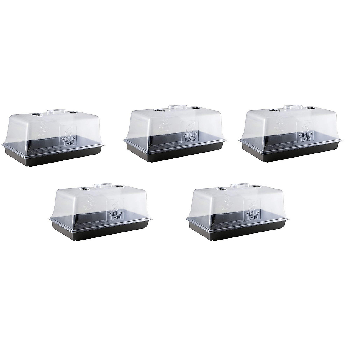 Yield Lab 10 x 20 Inch Black Plastic Propagation Tray – Hydroponic, Aeroponic, Horticulture Growing Equipment (5, Dome and Tray)