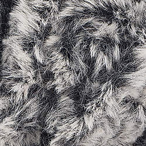 NICEEC 2 Skeins Super Soft Fur Yarn Chunky Fluffy Faux Fur Yarn Eyelash Yarn for Crochet Knit-Total Length 2×32m(2×35yds,50g×2)-Black with White