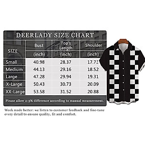 Deer Lady Mens Bowling Shirt 1950s Retro Print Hawaiian Shirts Short Sleeve Casual Button Down Shirt Beach Shirts Black Coconut XL