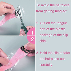 EUICAE Hair Extensions 1 Steel Comb for Free Clip in Hair Extensions Highlights Straight Long Hairpiece Hair Accessories for Girls Women Kids Doll Hair Pieces Colored Wigs Pieces (Cherry pink)