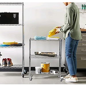 MSWY 1.5" Tiny Threaded Stem Caster Wheels with Brakes,1/4"-20x1" Heavy Duty Low Profile Swivel Replacement Castors for Small Mini Shopping Carts & Funiture, 50lbs per Wheel Set of 4