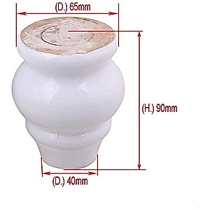Mysummer 4PCS Solid Wood Furniture Legs White Finished Turned Wood Sofa Legs 3.54" Tall Furniture Legs Bun Feet for Cabinet Sofa Ottoman TV Stand Loveseat Dresser