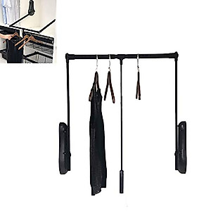 Drop-Down Wardrobe Hanger, Adjustable 510-1150mm, Closet Rod Wardrobe Lifter Storage Rack, Effectively Saving Space, Bearing 30KG (Size : 650-850mm)