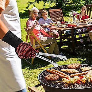 Premium BBQ Gloves, 1472°F Extreme Heat Resistant Oven Gloves, Grilling Gloves with Cut Resistant, Durable Fireproof Kitchen Oven Mitts Designed for Cooking, Grill, Frying, Baking, Barbecue-1 Pair